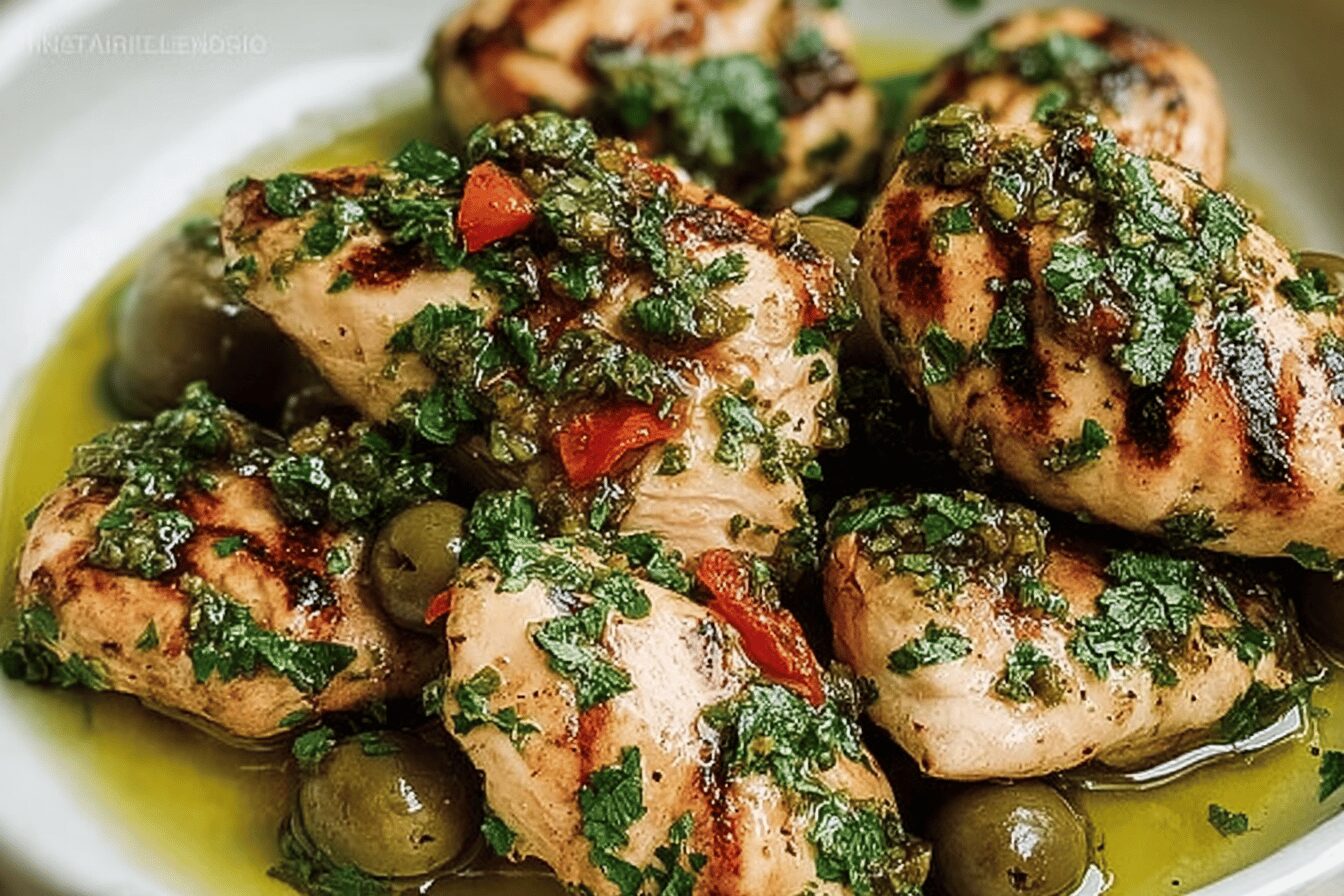 Grilled Chicken Parsley Olive Sauce Recipe For Fresh Flavor